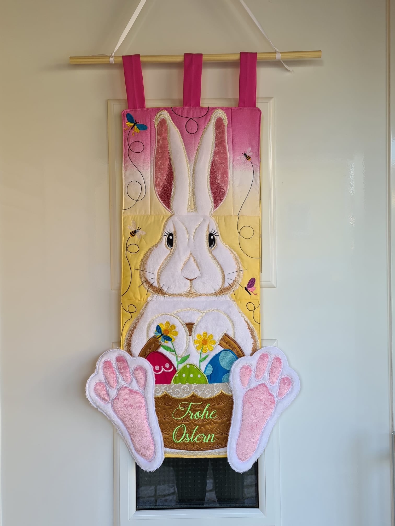 Easter Bunny Hanger ITH Machine Embroidery Design