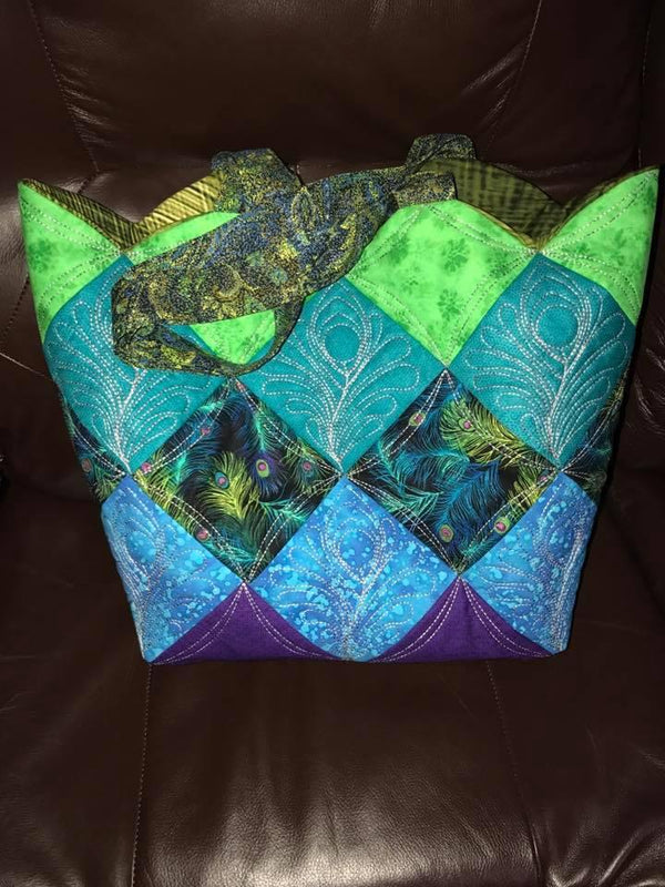 Machine Embroidery Design ITH - Peacock Quilt Blocks and Bag