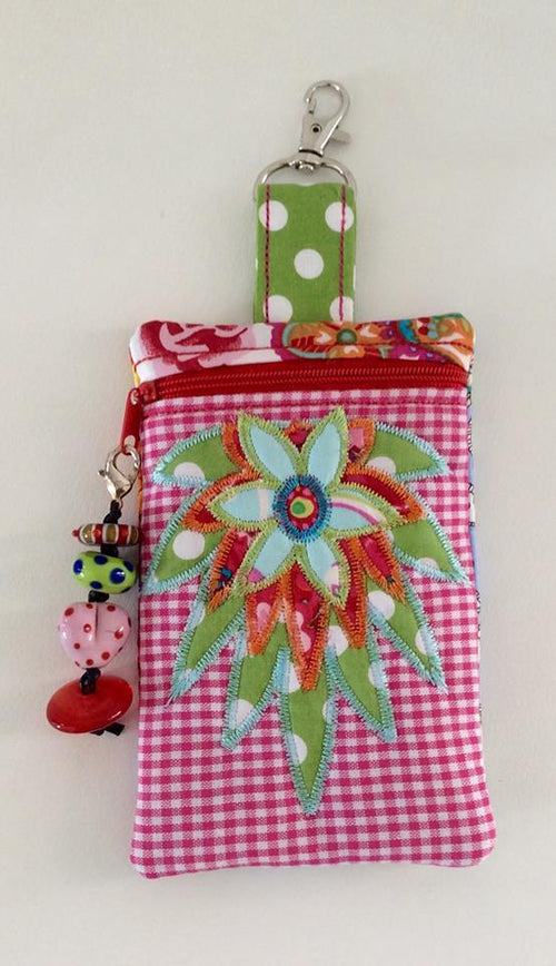 Embroidered Purse - Flower Phone Pouch Embroidery Design