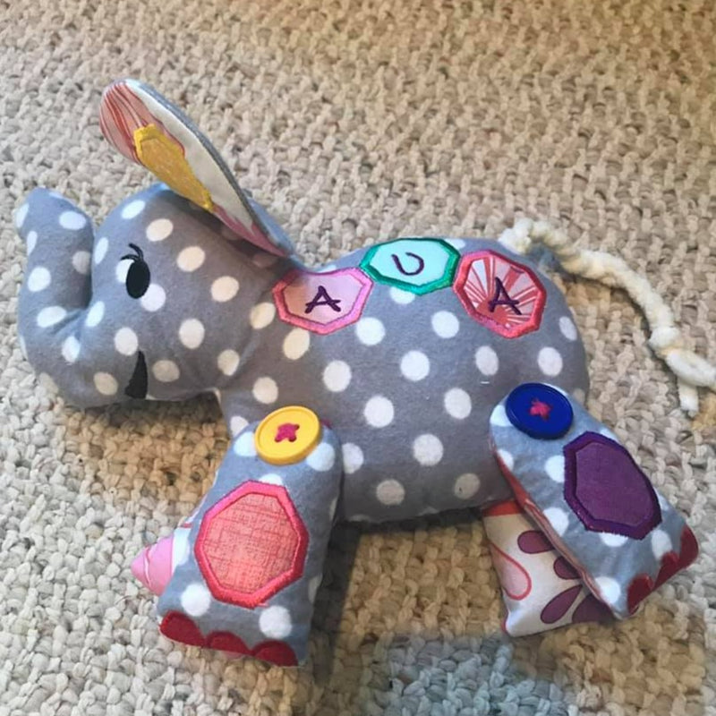 Elephant stuffy stuffed toy ITH in the hoop machine embroidery design