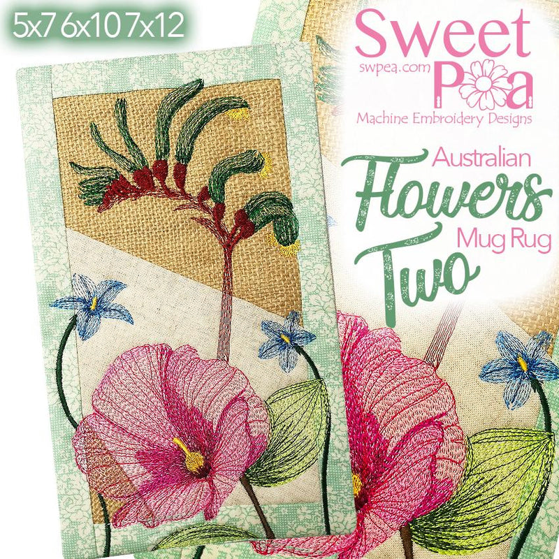 In The Hoop Embroidery Designs - Australian Flowers Mug Rug #2