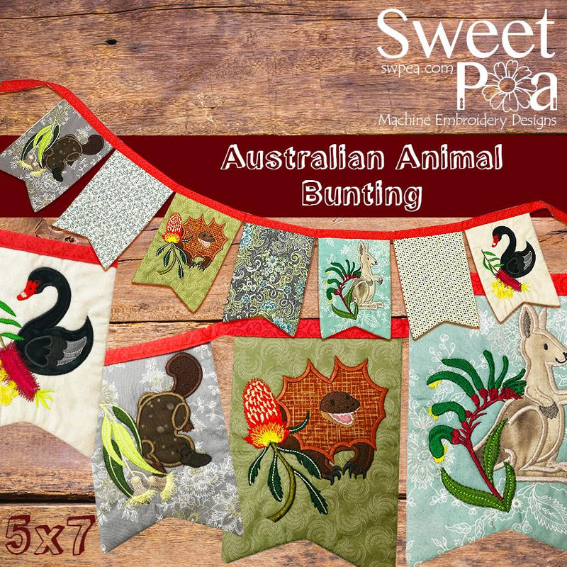 In The Hoop Embroidery Designs - Australian Animal bunting