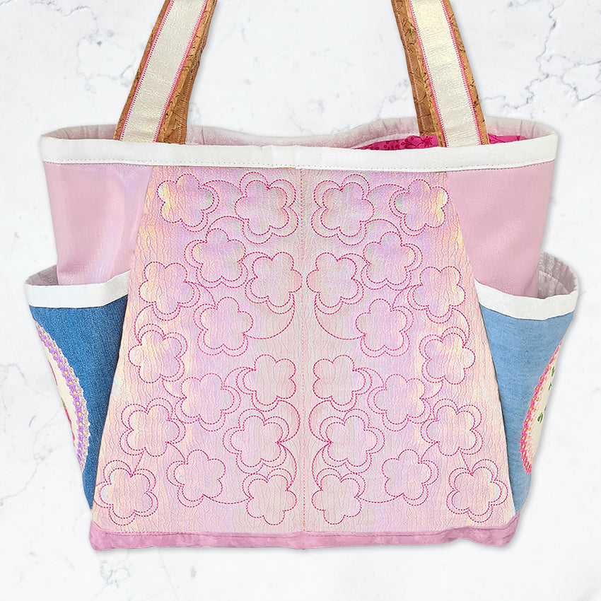 Daisy Zipper Tote Bag in the hoop Machine Embroidery Design - Sweet Pea
