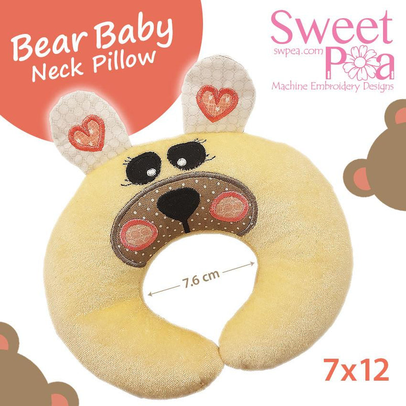 Machine Embroidery Design ITH - Bear Baby Neck Pillow