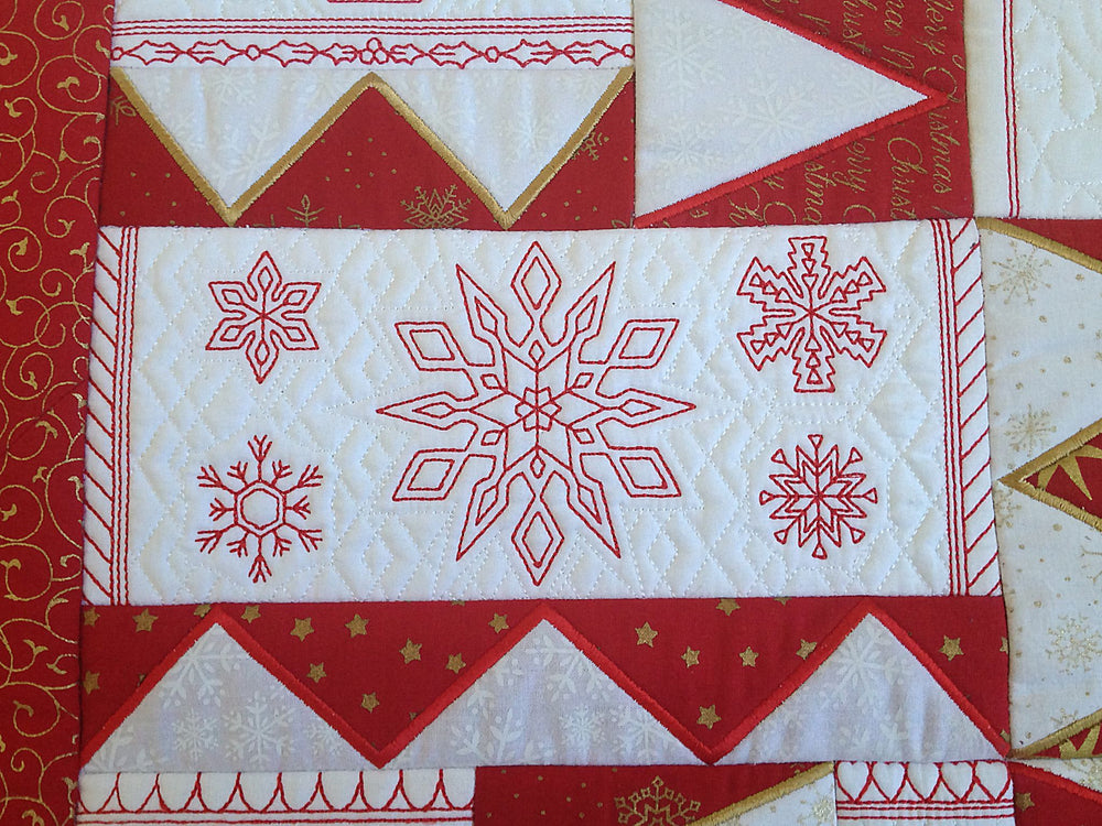 Machine Embroidery design - Christmas Redwork Quilt in the hoop ITH