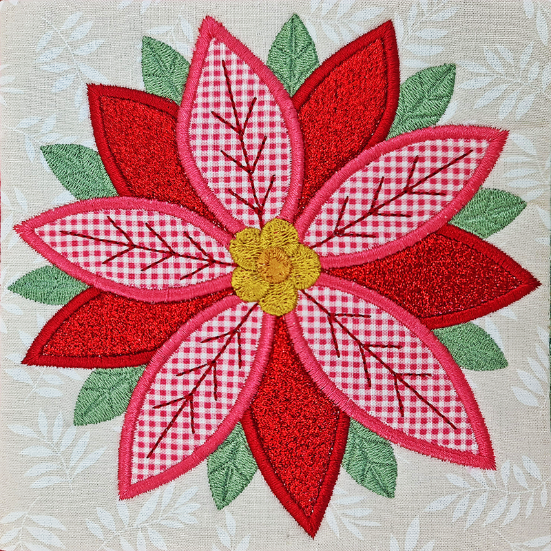 Poinsettia Blocks & Quilt 4x4 5x5 6x6 7x7 machine embroidery design