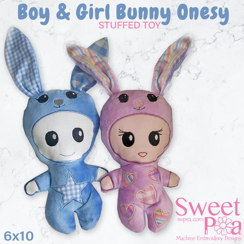 Embroidery Ideas - Boy & Girl Bunny Onesy Stuffed Toys