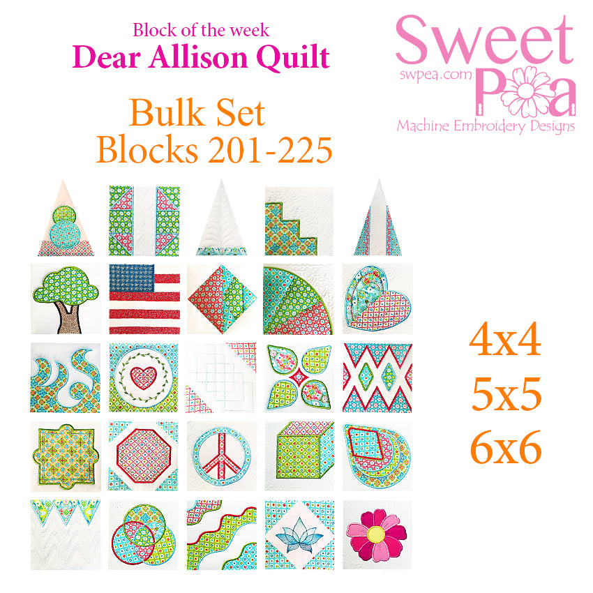 Dear Allison Bulk Pack 176-200 machine embroidery design in the hoop ITH
