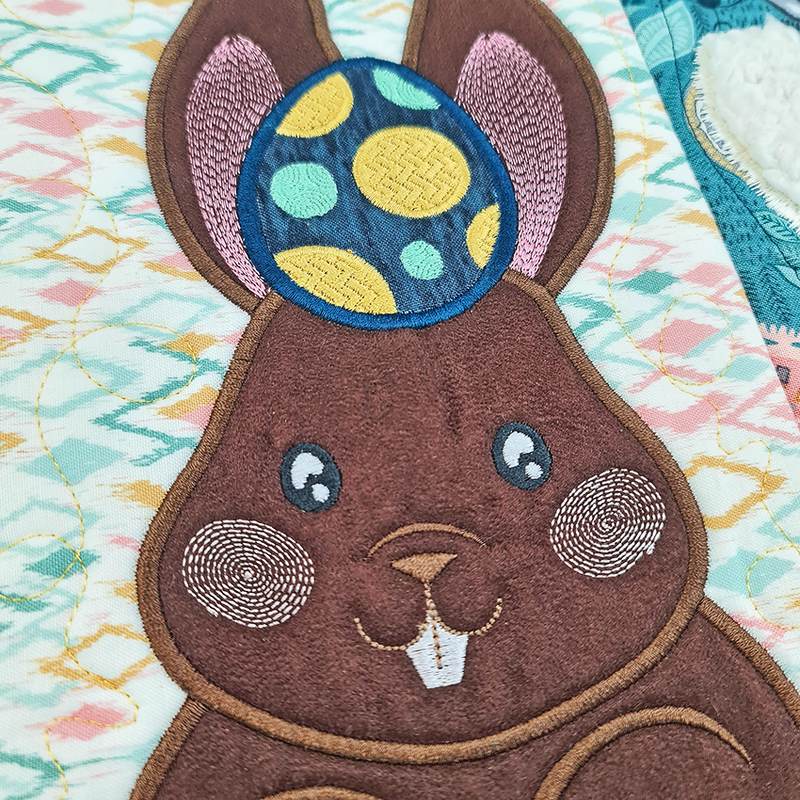 Easter Bunny Table Runner in the hoop machine embroidery design ITH