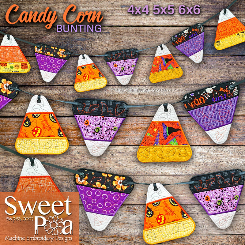 In The Hoop Embroidery Designs - Candy Corn bunting
