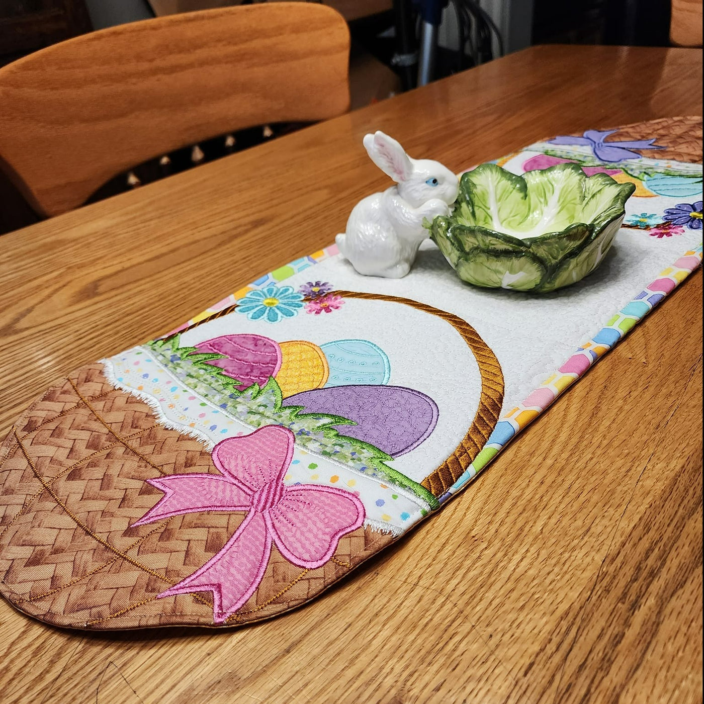 Easter Egg Basket Table Runner ITH Machine Embroidery Design