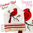 Cardinal Bird Applique in the hoop machine embroidery design