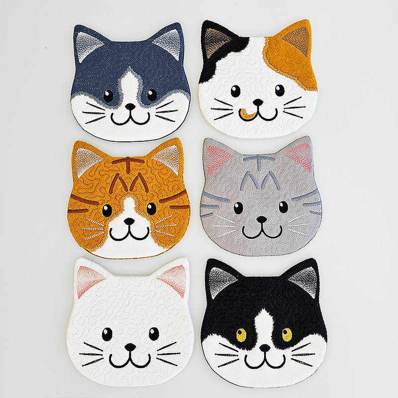 Cat Coasters Machine Embroidery Project