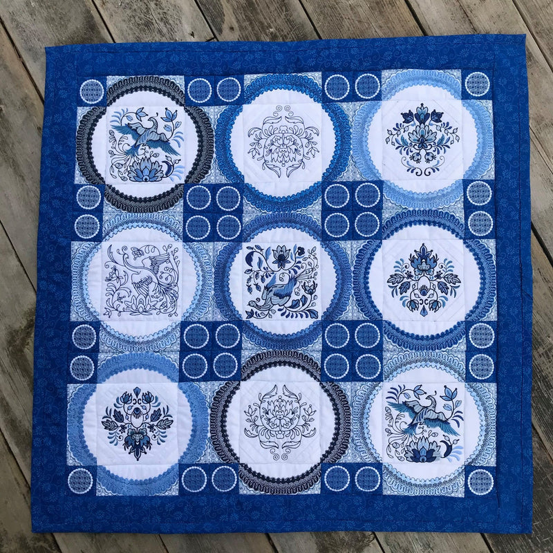 Delft Inspired Table Runner or Hanger 4x4 5x5 6x6 7x7