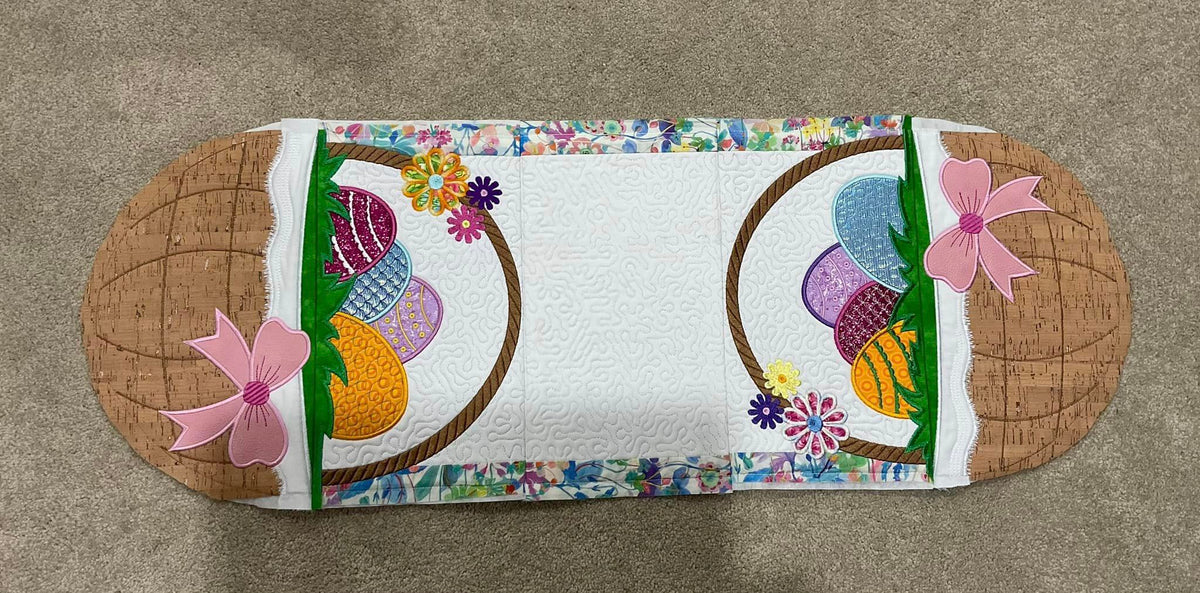 Easter Egg Basket Table Runner ITH Machine Embroidery Design