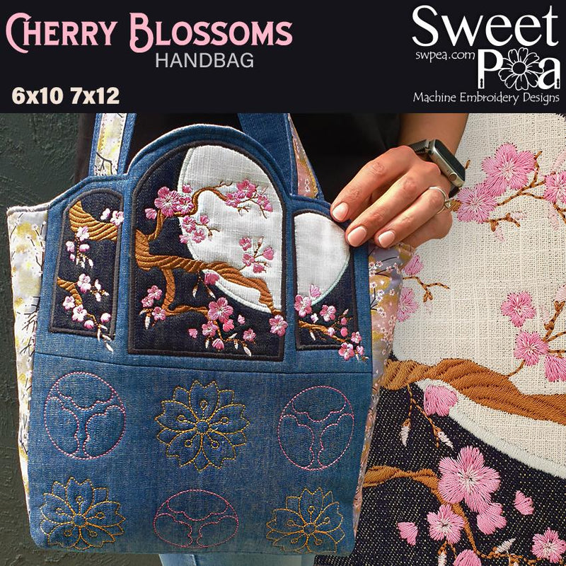 Cherry Blossoms Handbag ITH Machine Embroidery Design