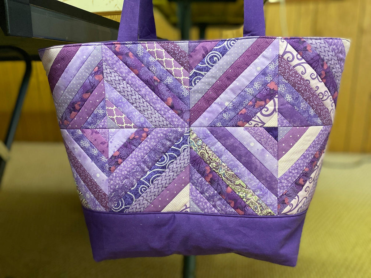 Diagonal stripe tote bag in the hoop machine embroidery design ITH