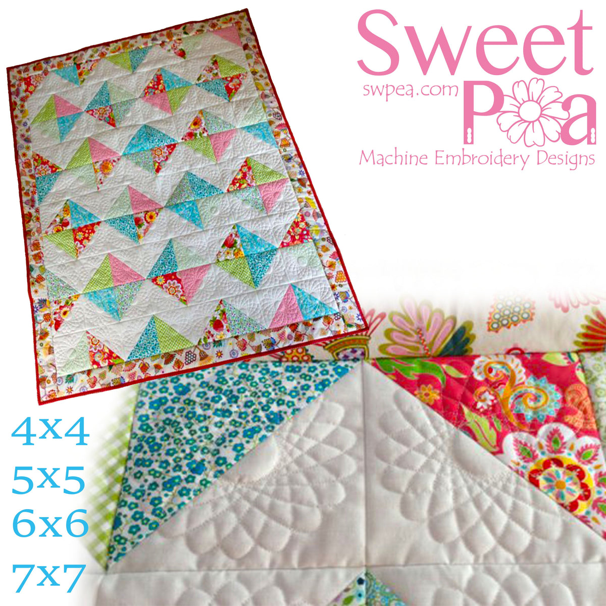 Chevron quilt block ITH in the hoop machine embroidery design