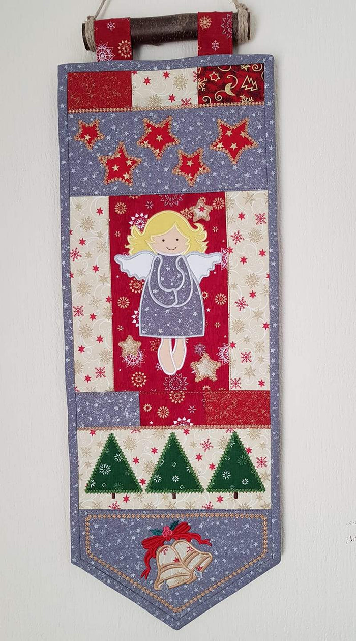 Embroidery Applique Design - Angel Flag or Wall Hanging