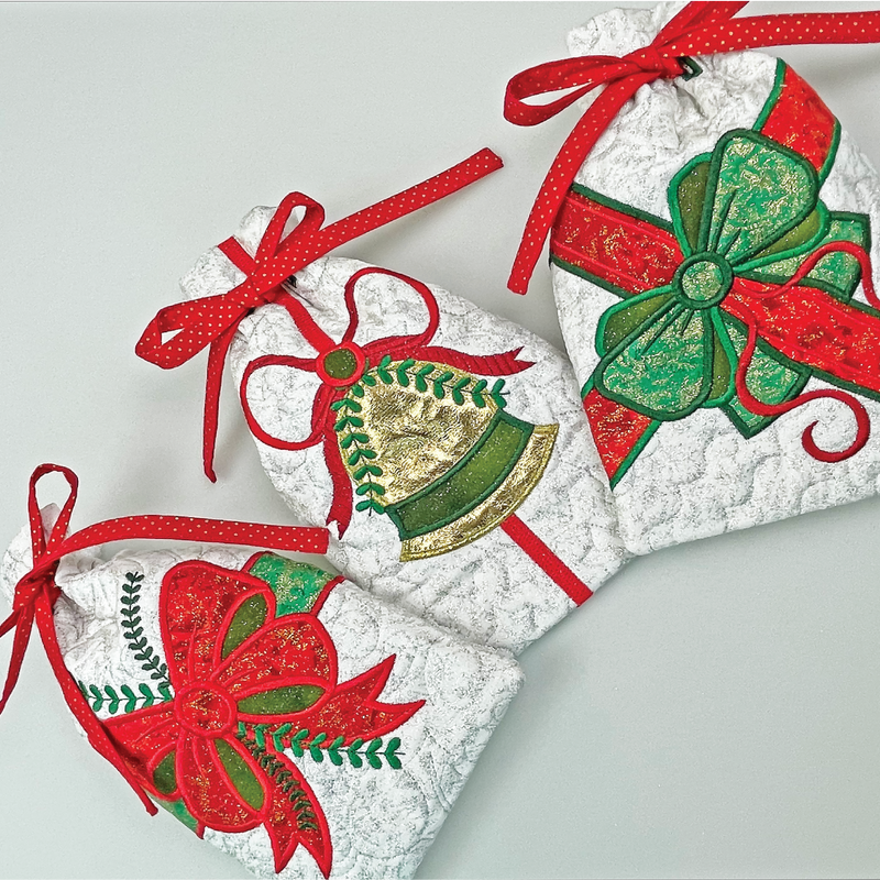 Machine Embroidery Design ITH - Christmas Gift Bags