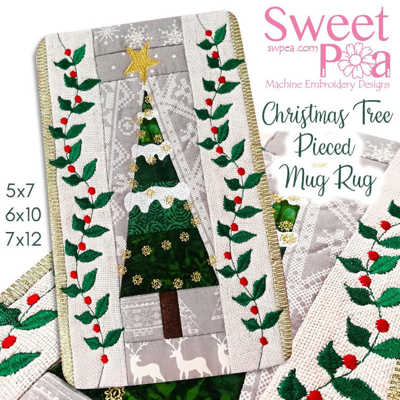 In The Hoop Embroidery - Christmas Tree Mug Rug