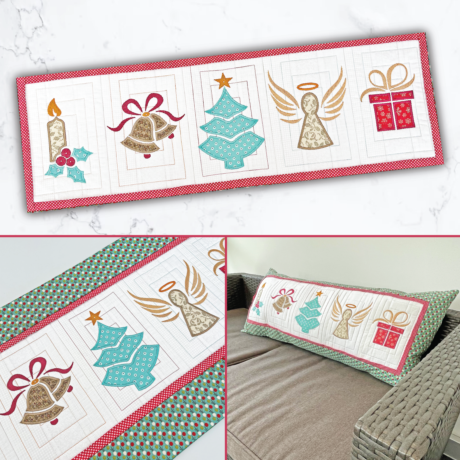 Christmas Embroidery Designs - Stencil Bench Pillow