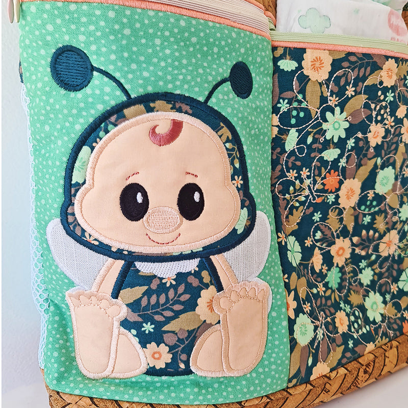 Baby Machine Embroidery Design ITH - Bug Nappy Diaper Bag