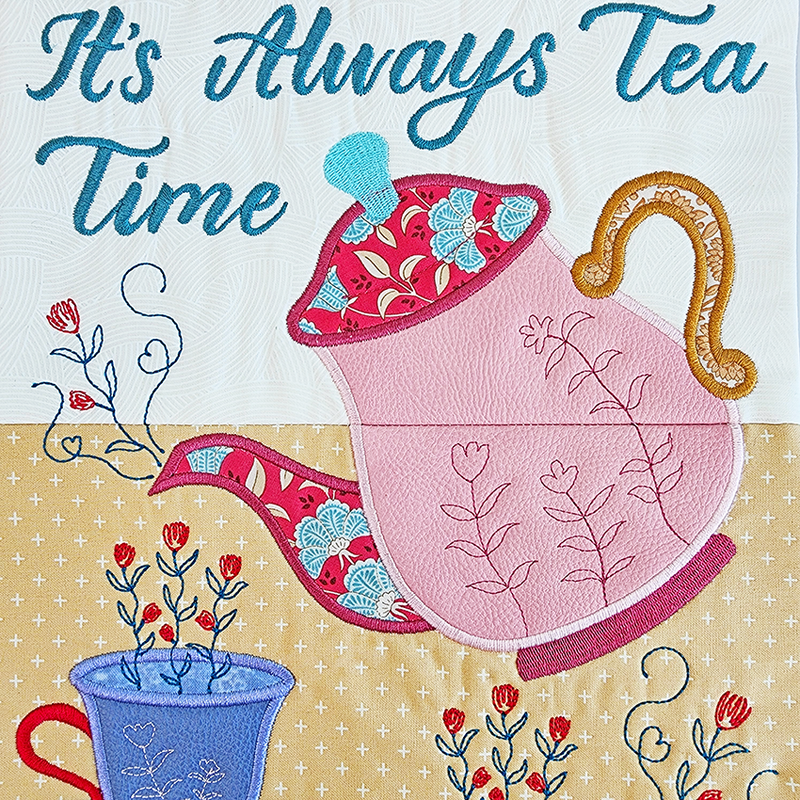 Tea Time Flag ITH Machine Embroidery Design