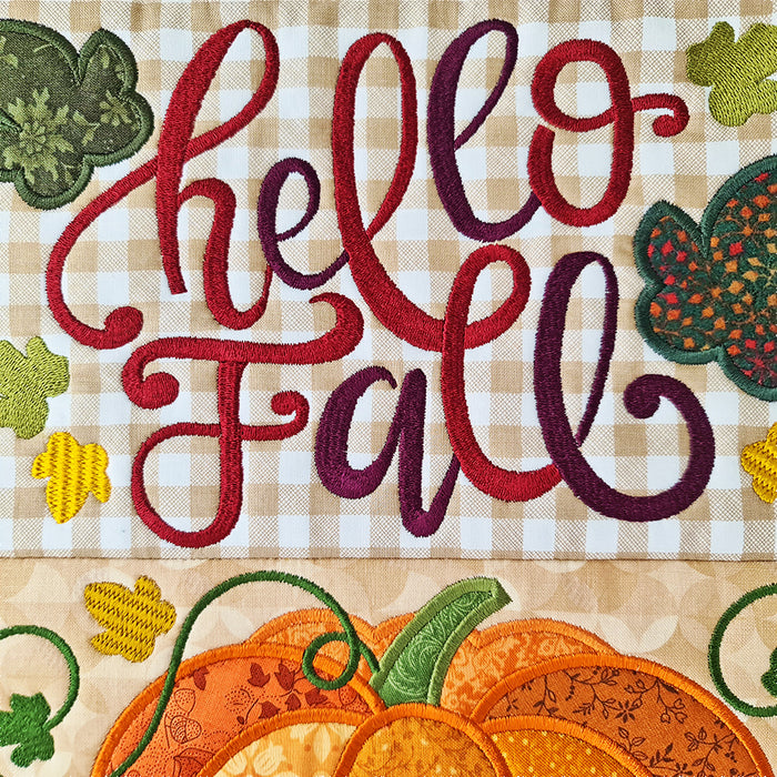 Hello Fall Hanger ITH Machine Embroidery Design