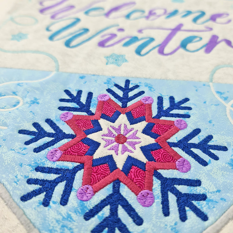 Welcome Winter Flag ITH Machine Embroidery Design