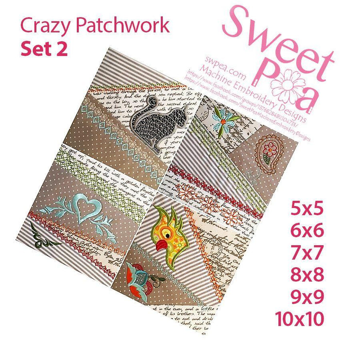 Crazy patchwork quilt blocks set 2 5x5 6x6 7x7 8x8 9x9 10x10