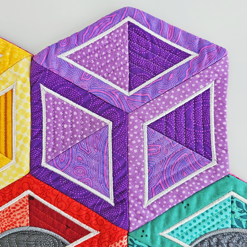 Cube Illusion Runner or Quilt - Machine Embroidery Design