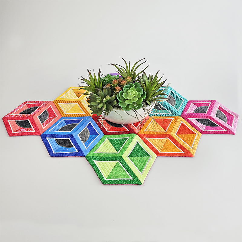 Cube Illusion Runner or Quilt - Machine Embroidery Design