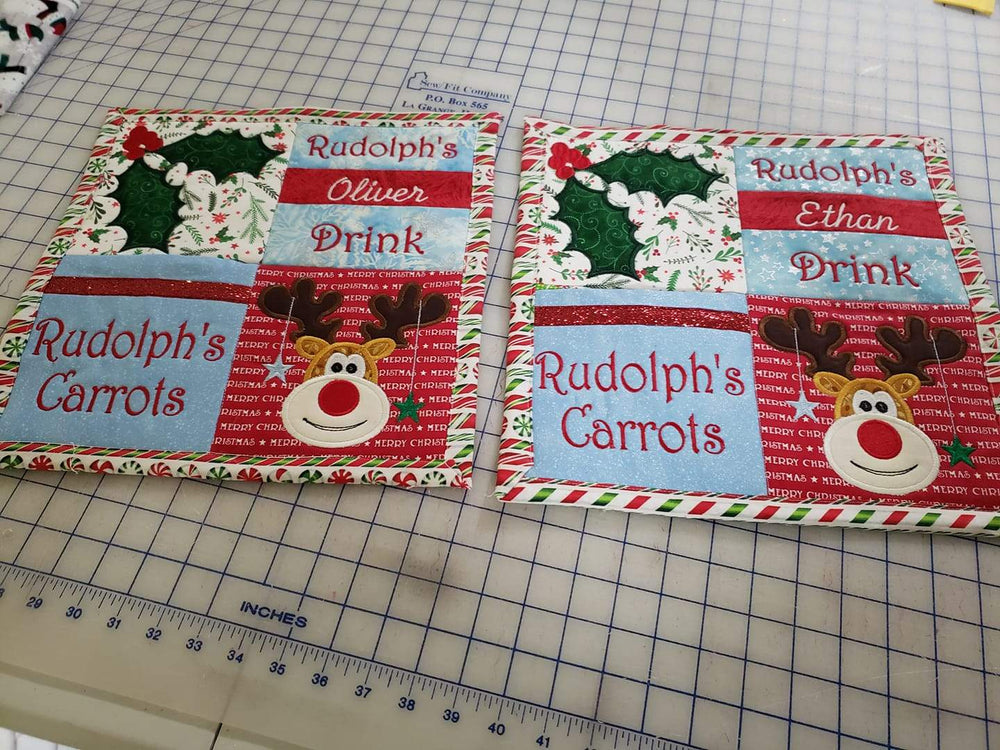 In The Hoop Embroidery - Rudolph's Carrots Christmas Place Mat