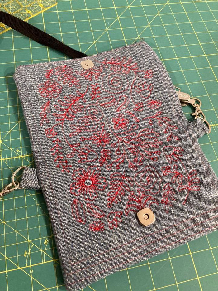 Embroidered Purse - Floral Fold Over Zipper Purse
