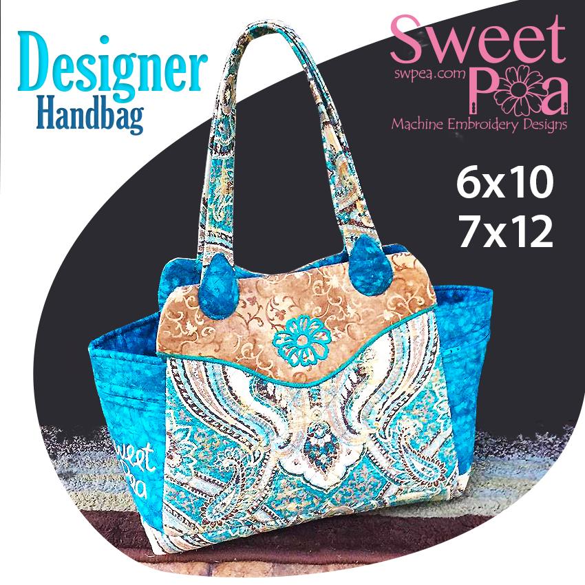 Designer hand bag in the hoop machine embroidery design ITH handbag