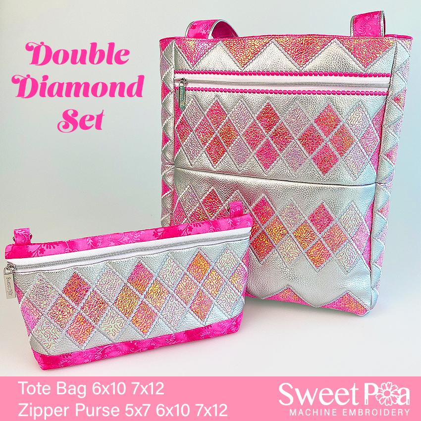 Double Diamond Tote Bag & Zipper Purse ITH Design Set