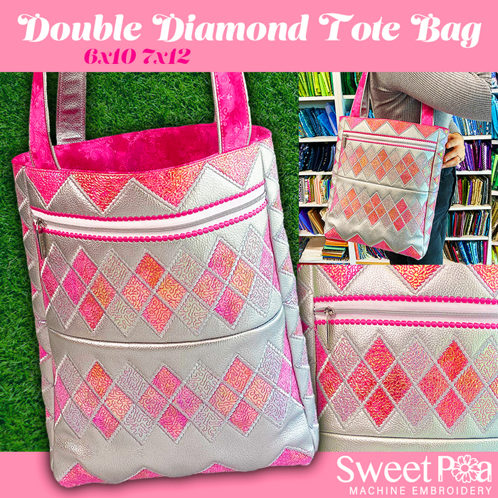 Double Diamond Tote Bag 6x10 7x12 ITH Design