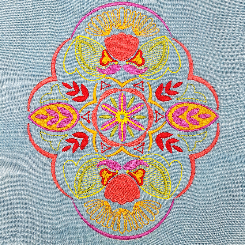 In The Hoop Embroidery Designs - Folk Art Mandala Design