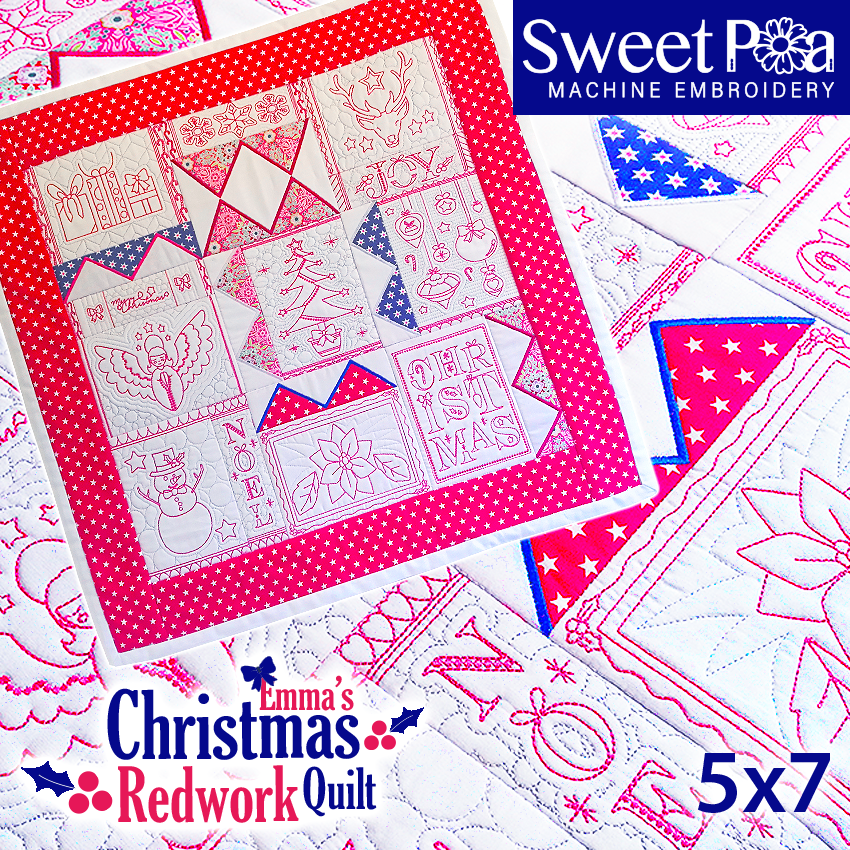 Machine Embroidery Patterns - Christmas Redwork Quilt