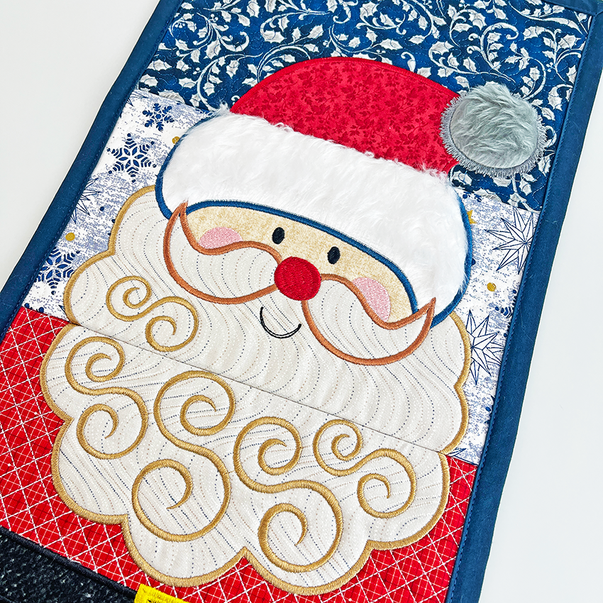 Jolly Santa Table Runner ITH machine embroidery design