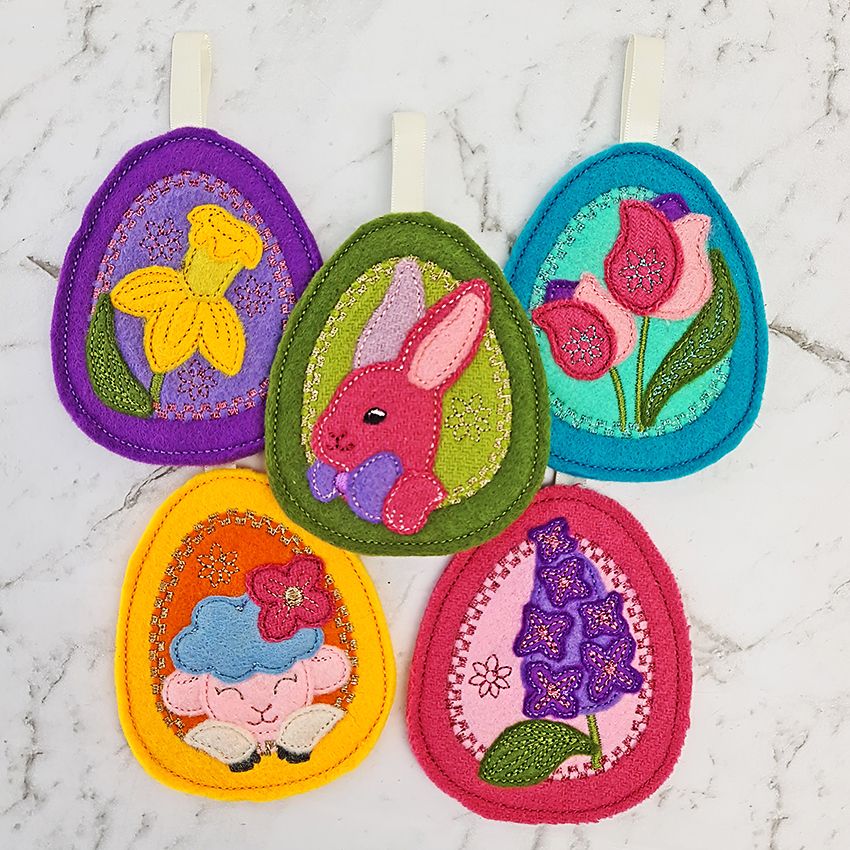 In The Hoop Embroidery Designs - Felt Spring Decor Ornaments