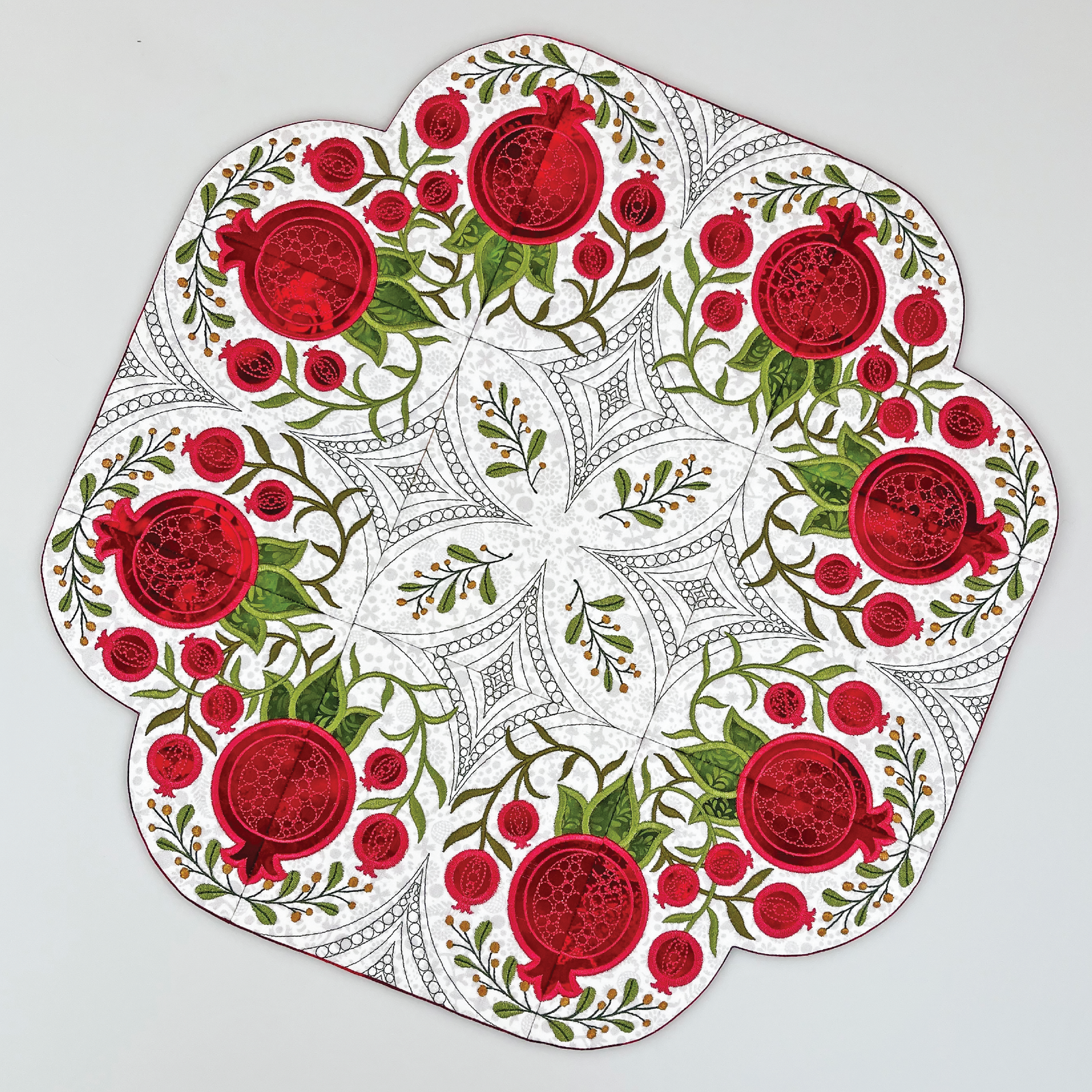 In The Hoop Embroidery - Festive Pomegranate Table Centre Piece