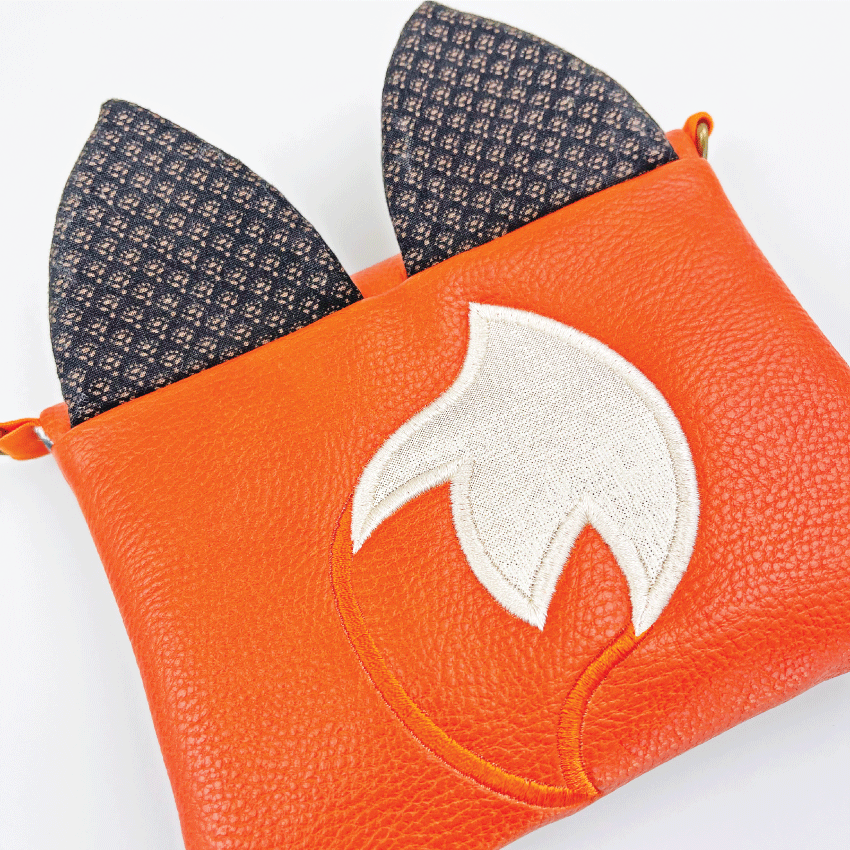 Fox Pouch in the hoop machine embroidery design