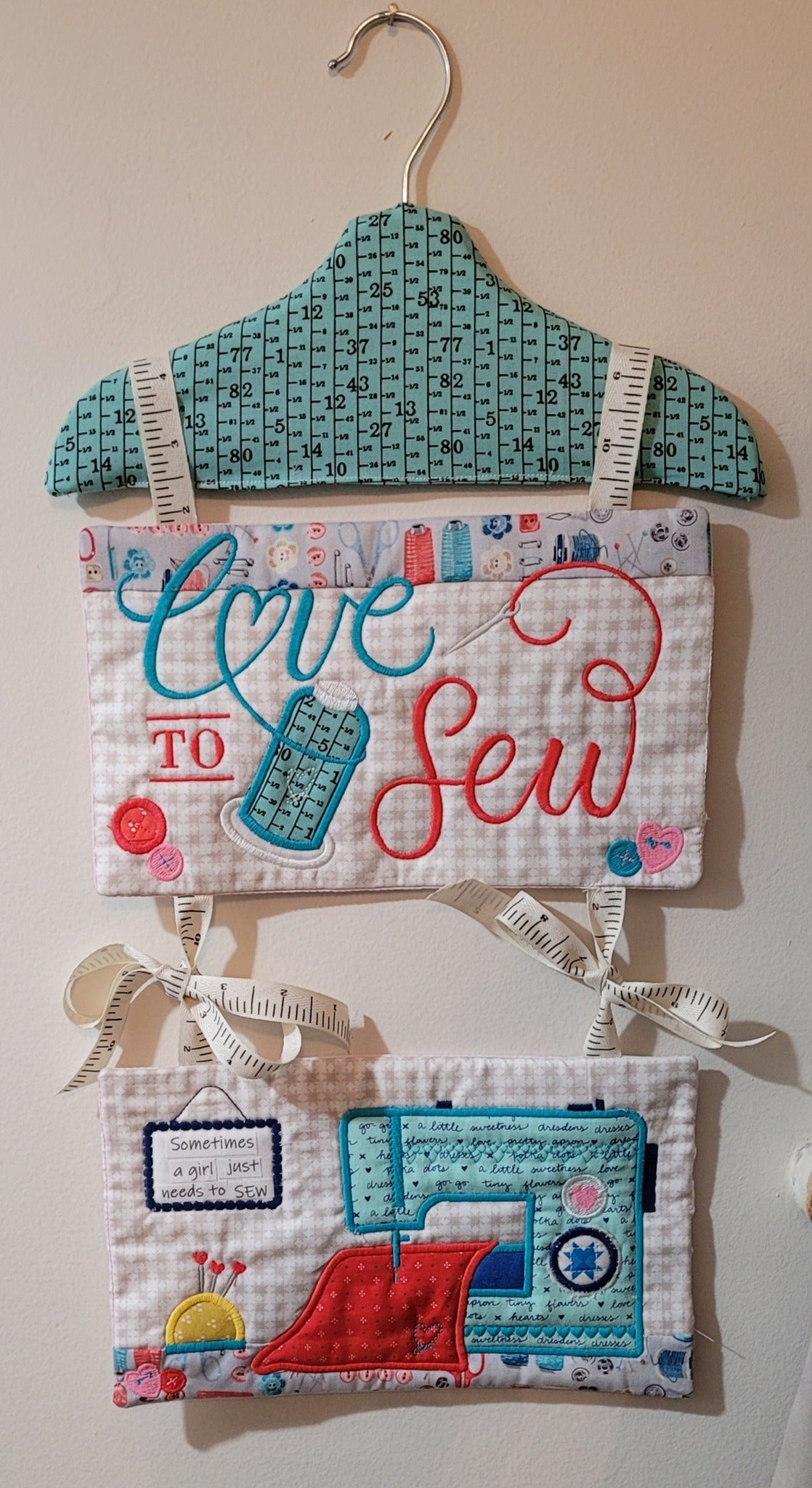 In The Hoop Embroidery Design - Love to Sew Hanger