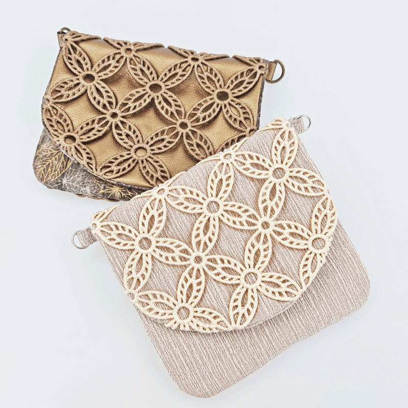 Free Standing Lace FSL Clutch in the hoop machine embroidery design