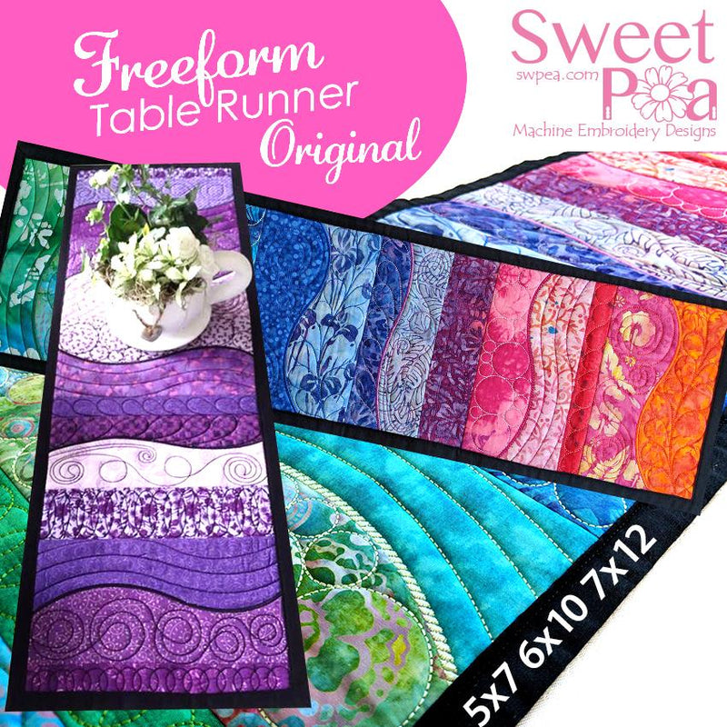 ITH Machine Embroidery Design - Freeform Table Runner