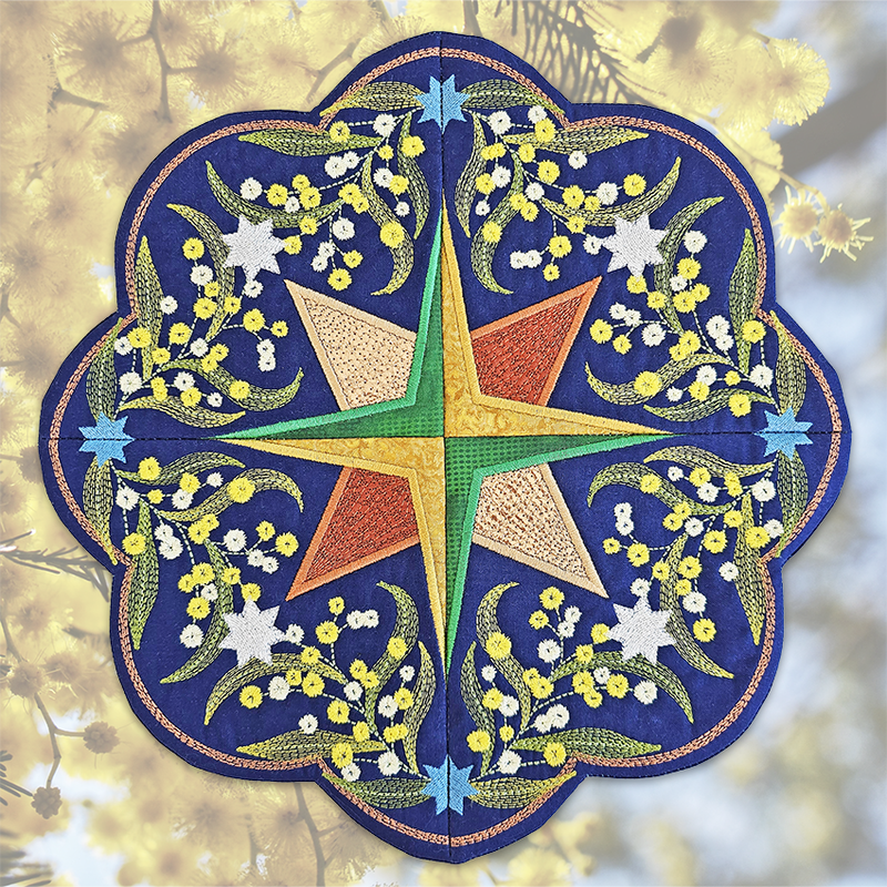 Golden Wattle In The Hoop Machine Embroidery Design Table Centre