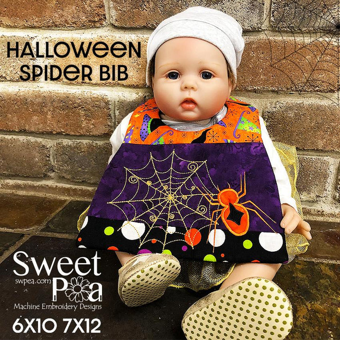 Halloween Spider Bib Machine Embroidery Design In The Hoop