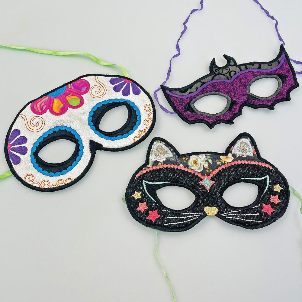 Halloween Masks 5x7 6x10 Machine Embroidery Design ITH